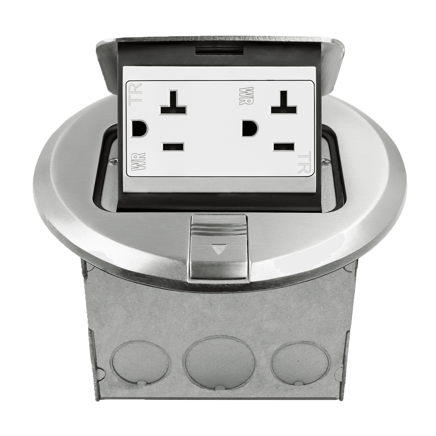 Round Pop-Up Floor Box Kit with 20A Decorator Duplex Tamper & Weather ...