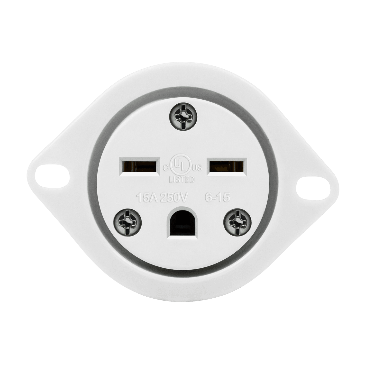 Straight Blade Flanged Outlet, 15A, 6-15RFO (66224) - Enerlites